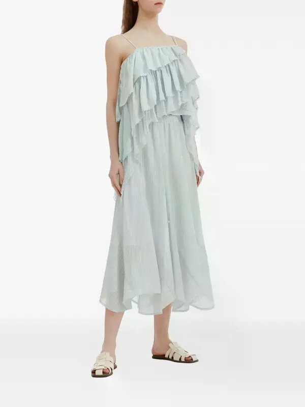B+AB Ruffled Lace-trim Vertical Stripe Dress
