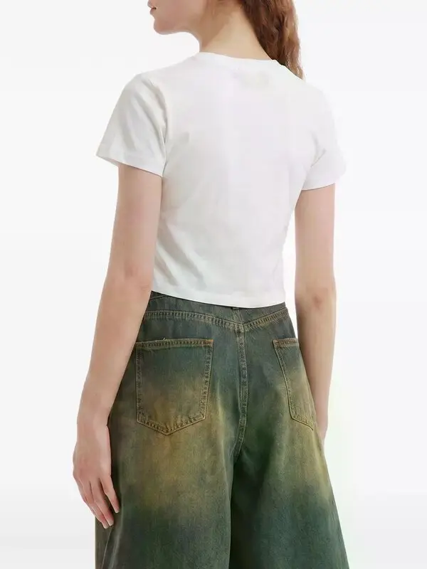 MINI CREAM Logo Print Cropped T-shirt