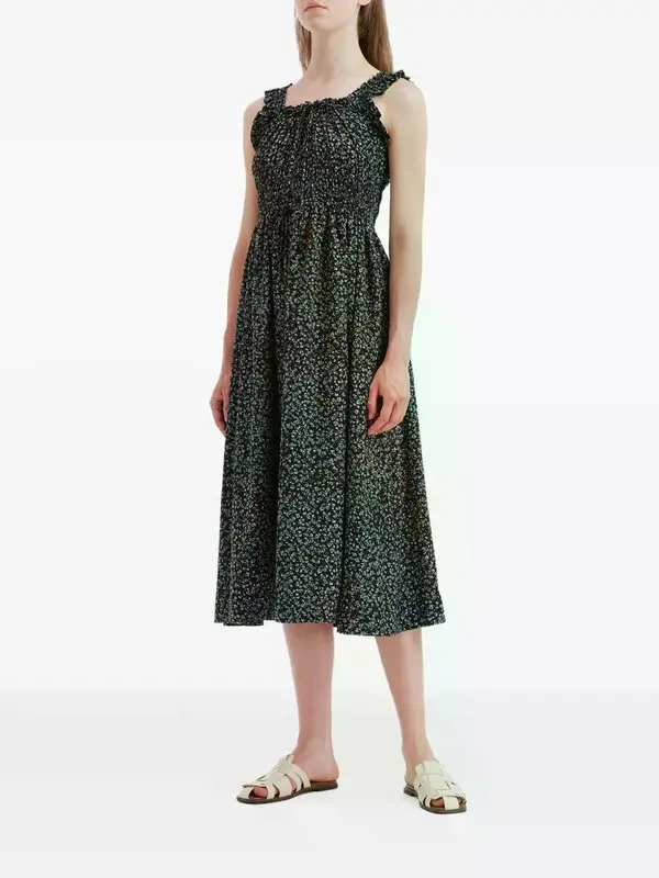 B+AB Floral Print Shirred Midi Dress