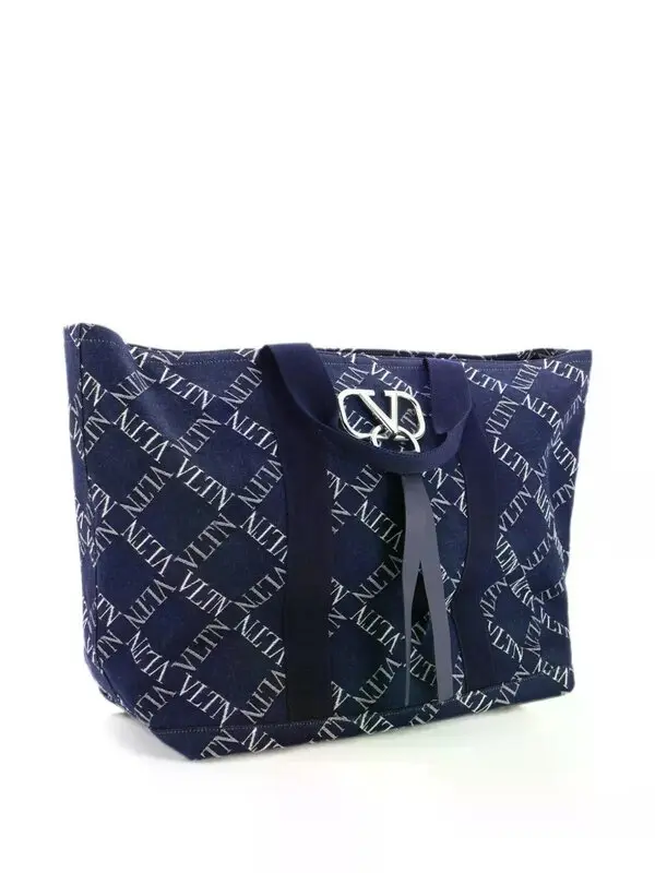 Valentino Garavani Vring Printed Denim Large Tote Bag