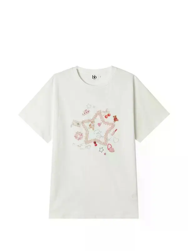B+AB Graphic Print Bouclé Trim T-shirt