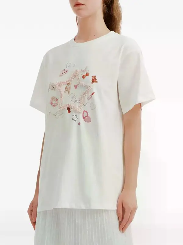 B+AB Graphic Print Bouclé Trim T-shirt
