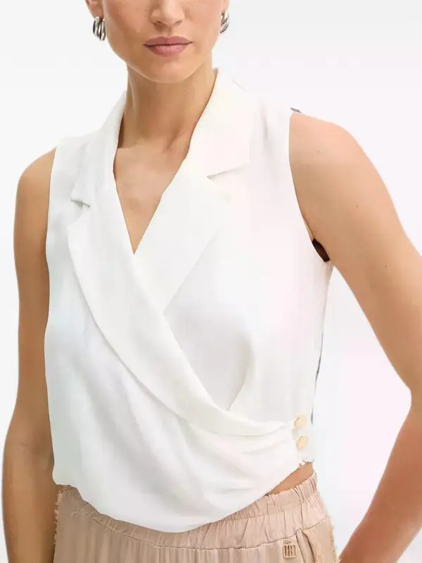 FRACOMINA Sleeveless Collared Wrap Top