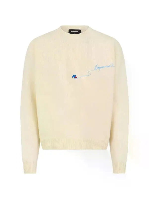 Dsquared2 Virgin Wool Crew Neck Sweater - Neutrals