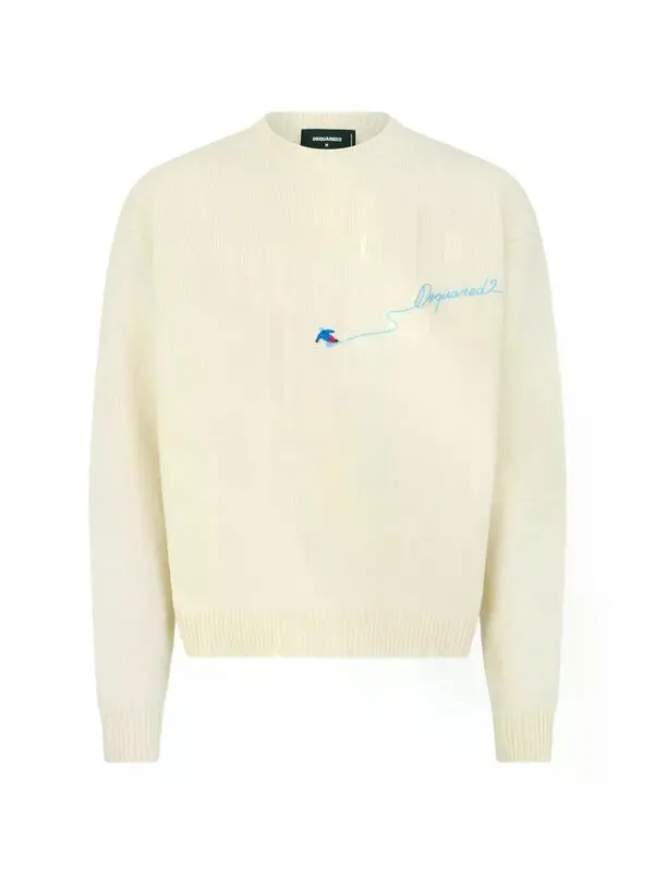 Dsquared2 Virgin Wool Crew Neck Sweater - Neutrals