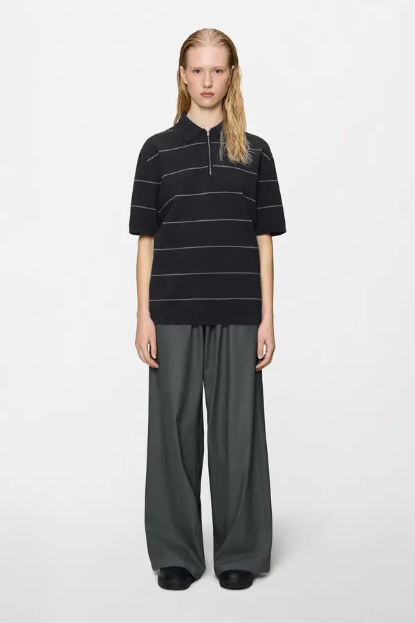 Rains Striped Knit Polo - Black