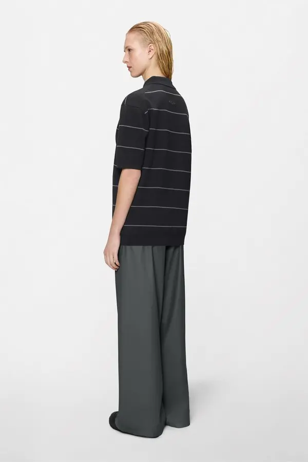 Rains Striped Knit Polo - Black