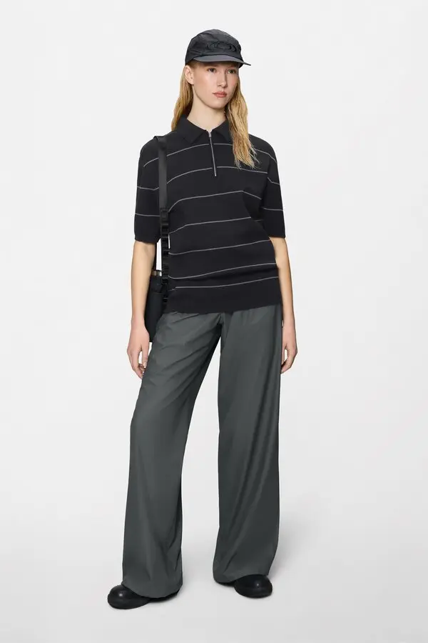Rains Striped Knit Polo - Black