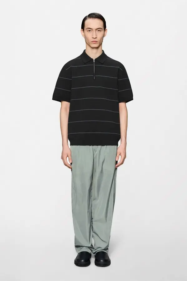 Rains Striped Knit Polo - Black
