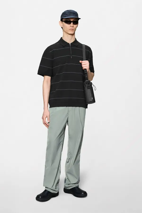 Rains Striped Knit Polo - Black