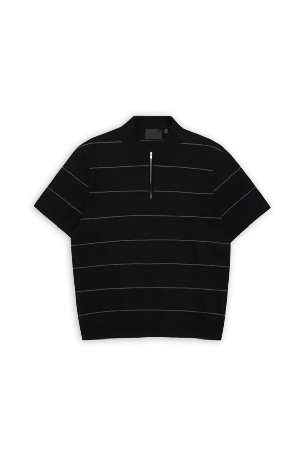 Rains Striped Knit Polo - Black