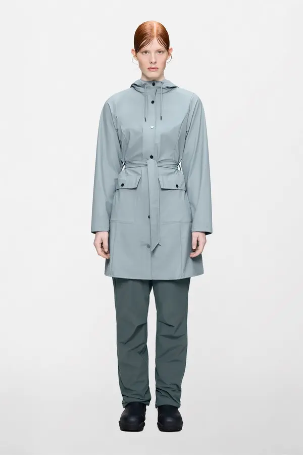 Rains Curve Long Jacket - Pool