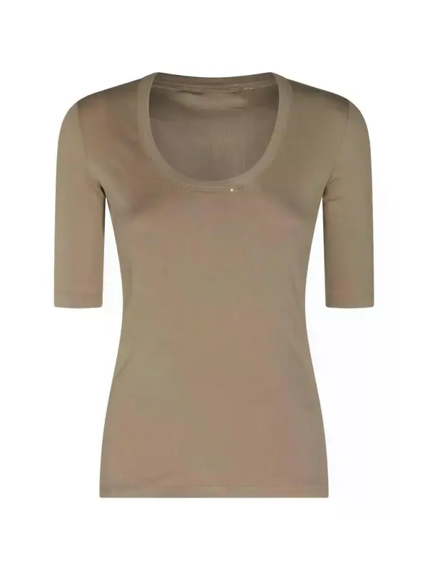 Fabiana Filippi Ribbed Knit Scoop Neck T-shirt - Neutrals