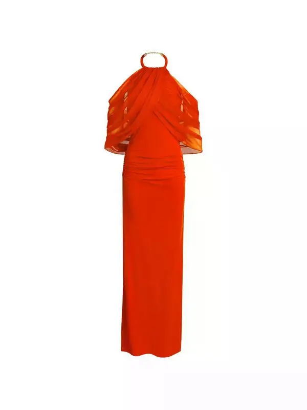 Silvia Tcherassi Duffy Draped Halterneck Maxi Dress - Orange