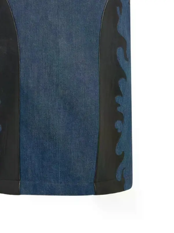 MARINE SERRE Leather-patch Denim Midi Dress