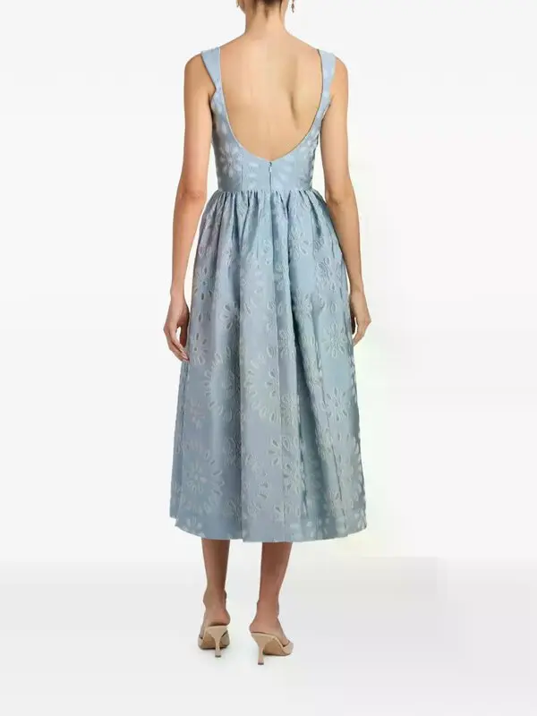 Markarian Floral Organza Corset Midi Dress - Blue