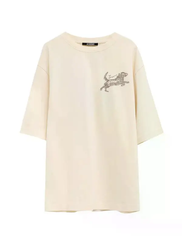 Jacquemus The Rita Dog-embroidered T-shirt - Neutrals