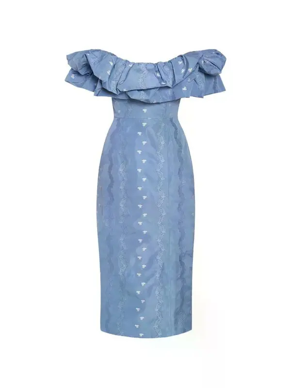 MARKARIAN Pollyanna Ruffled Off-the-shoulder Midi Dress - Blue