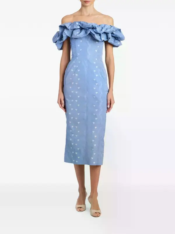 MARKARIAN Pollyanna Ruffled Off-the-shoulder Midi Dress