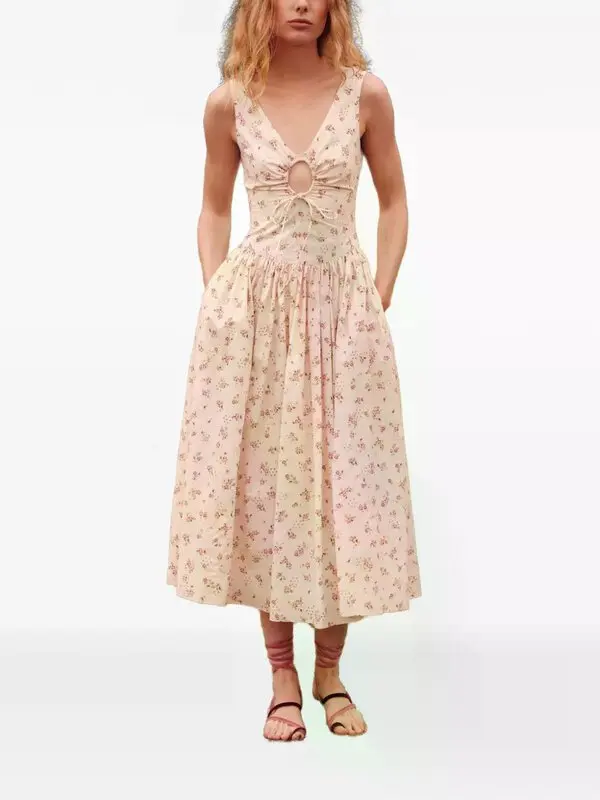 MARKARIAN Penelope Floral-print Eyelet Midi Dress