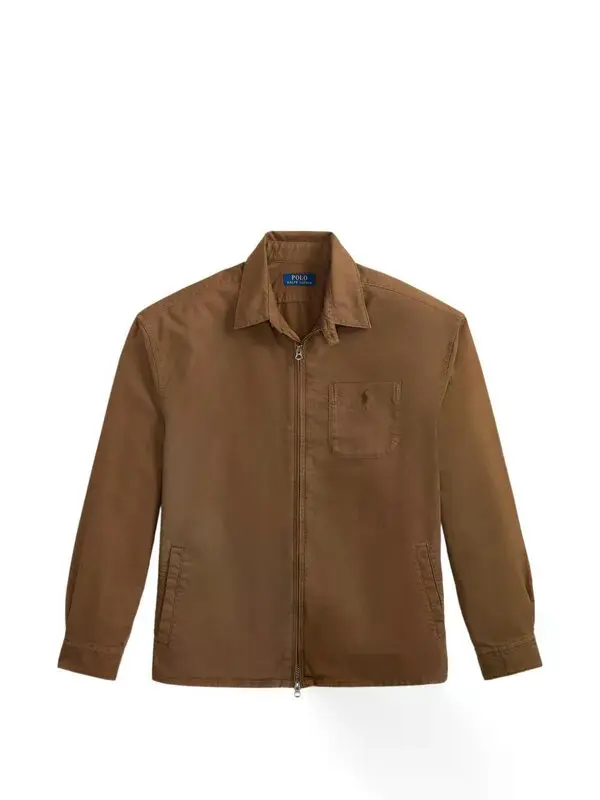 Polo Ralph Lauren Embroidered Pony Zip-up Shirt Jacket - Brown