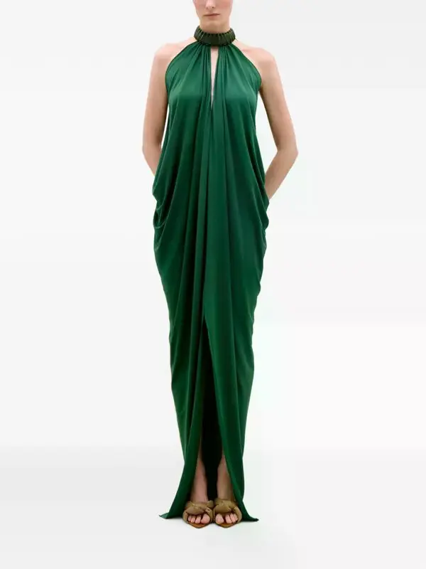 Silvia Tcherassi Niagara Draped Halterneck Maxi Dress