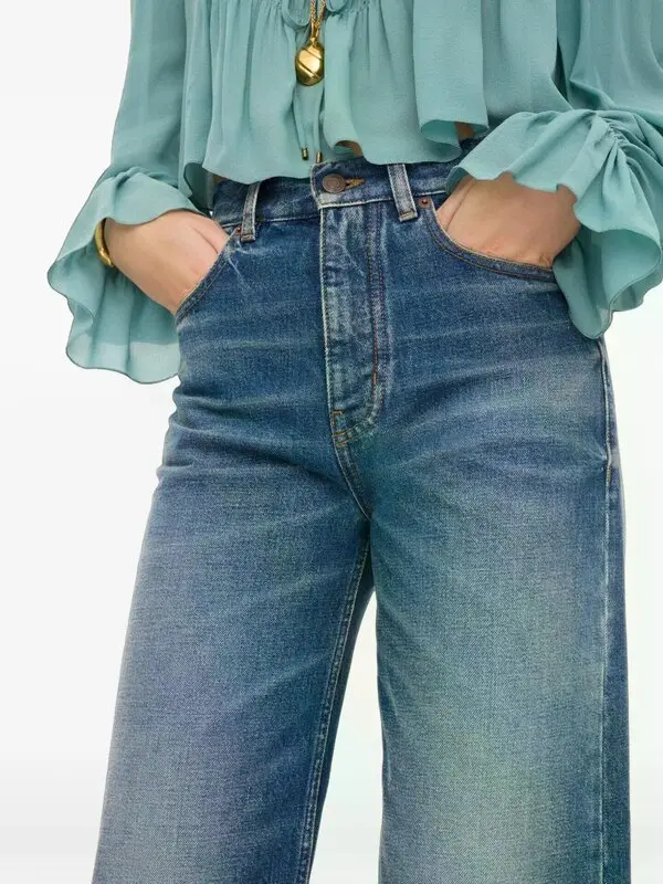 Chloé Faded Frayed-hem Bootcut Jeans