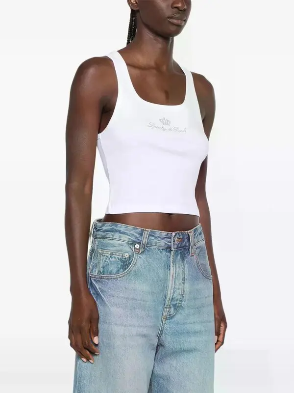 SPORTY & RICH Embellished Ribbed Tank Top