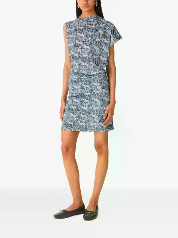 VIVIENNE WESTWOOD Graphic Print Draped Bodice Dress