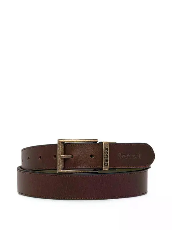 Barbour Reversible Leather Logo-debossed Belt - Brown