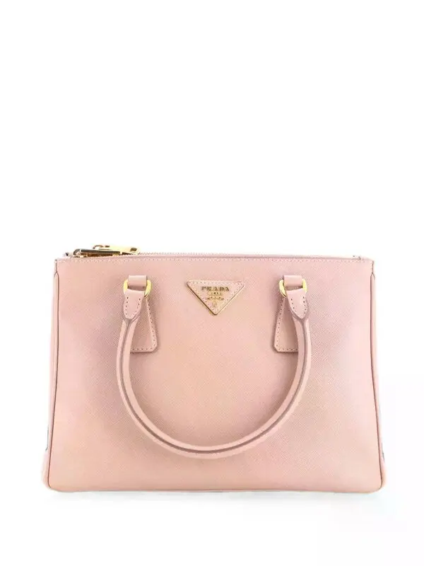 Prada Saffiano Leather Galleria Double Zip Tote Bag - Neutrals