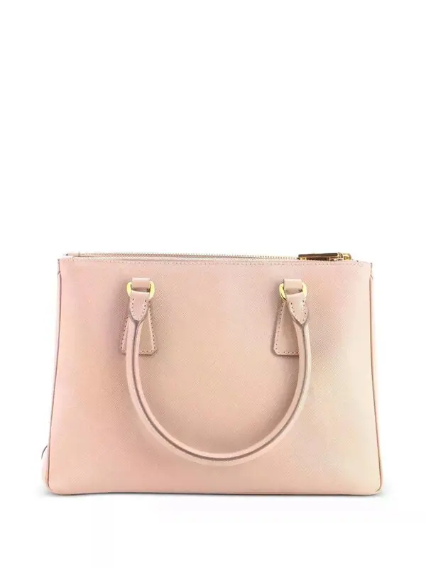 Prada Saffiano Leather Galleria Double Zip Tote Bag - Neutrals