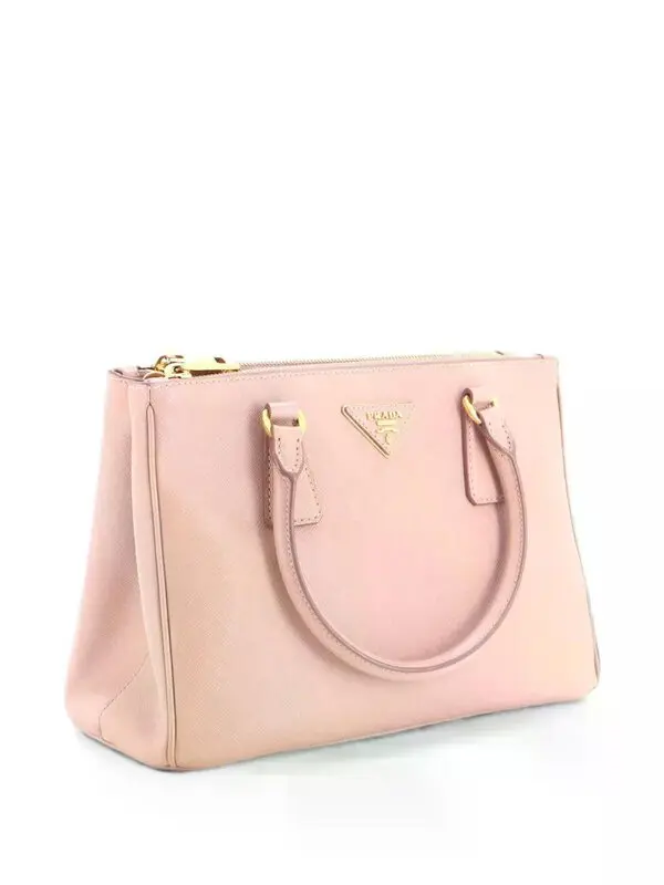 Prada Saffiano Leather Galleria Double Zip Tote Bag - Neutrals