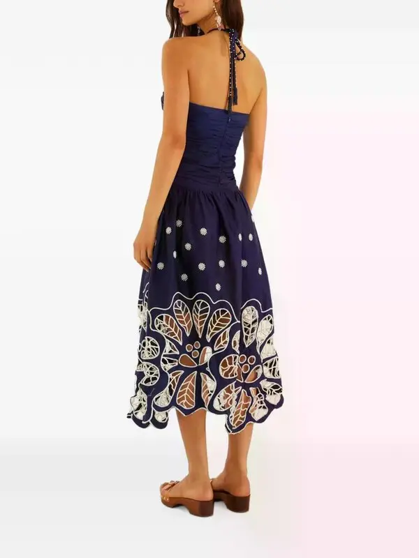 Farm Rio Richelieu Embroidered Midi Dress