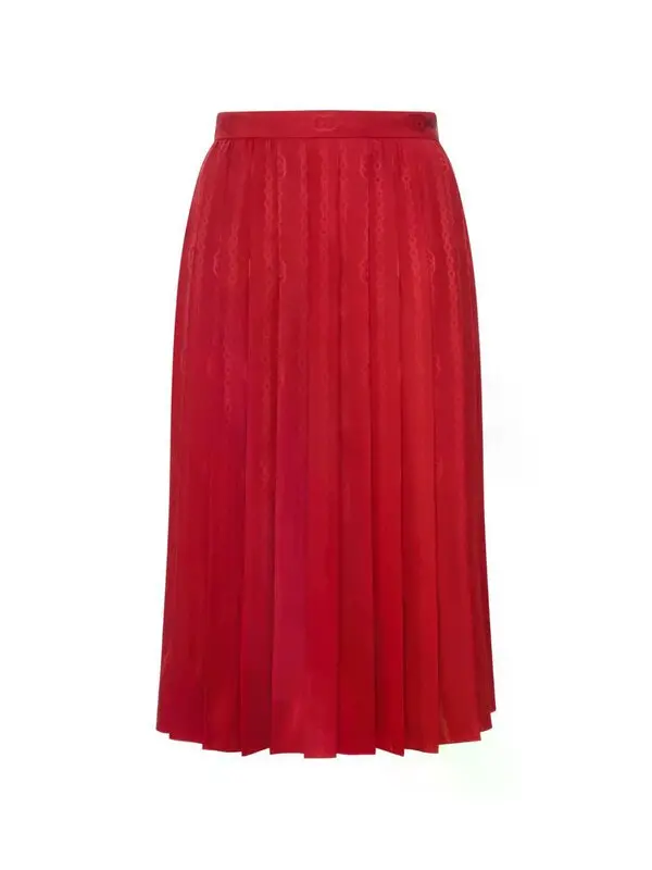 Gucci Midi Pleated Logo-jacquard Skirt - Red