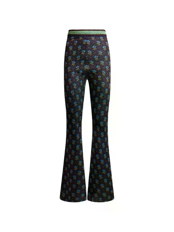 Etro Fit-and-flare Trousers With Diamond Flower Motif - Brown