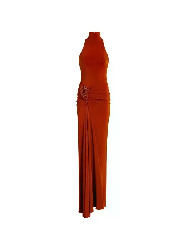 Silvia Tcherassi Ring Detail Ruched Maxi Dress