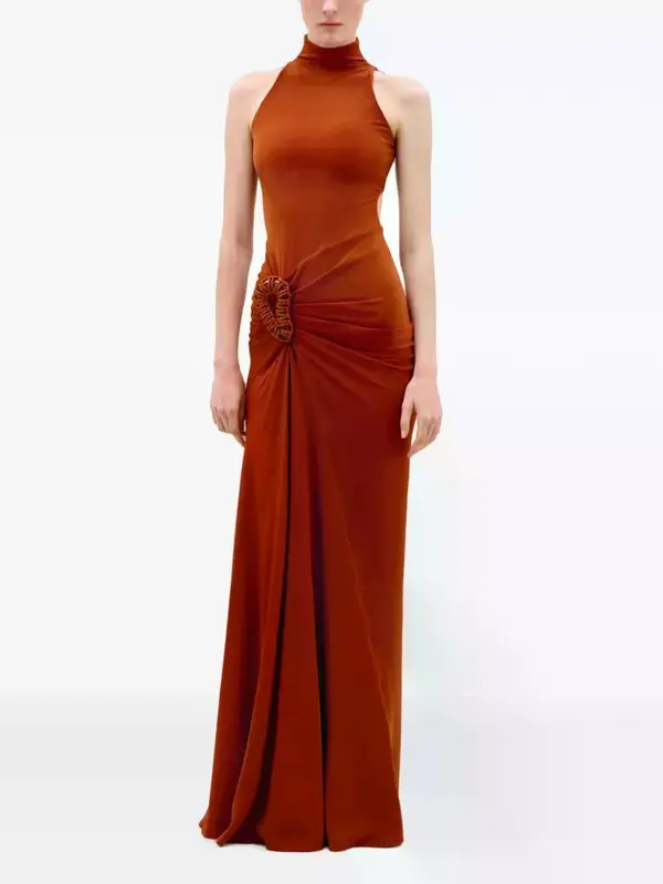 Silvia Tcherassi Ring Detail Ruched Maxi Dress