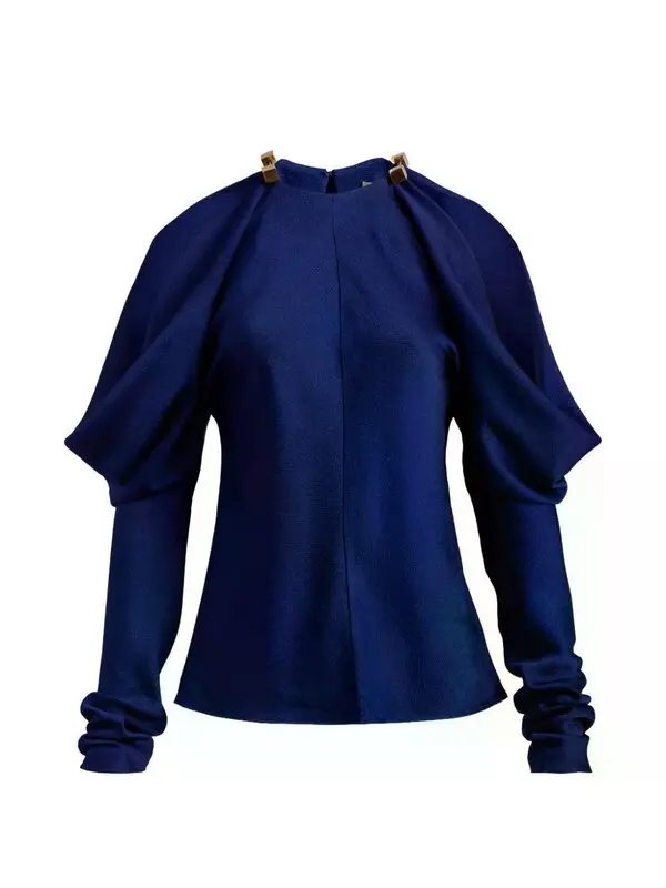 Silvia Tcherassi Kina Cold-shoulder Blouse With Hardware Detail - Blue