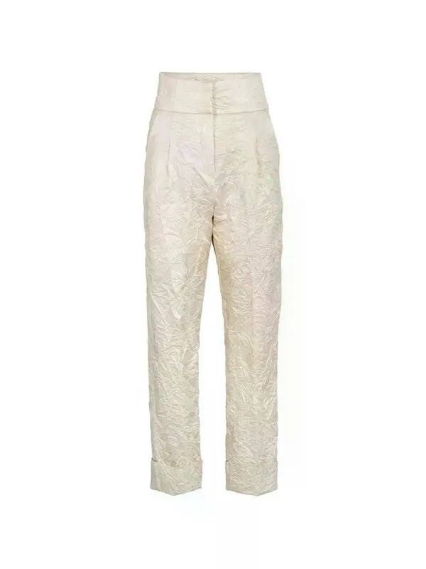 Silvia Tcherassi Off- Crinkled Cropped Trousers - White