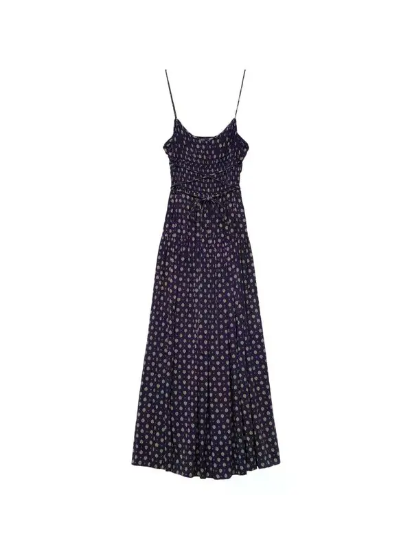 DÔEN Safia Foulard-print Lace-up Maxi Dress - Blue