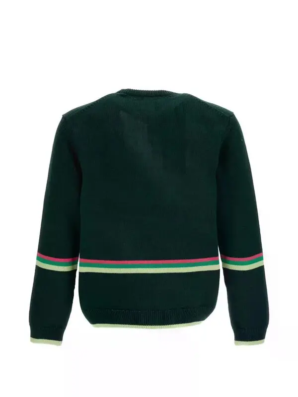 JW Anderson Lamb Intarsia Striped Trim Sweater - Green