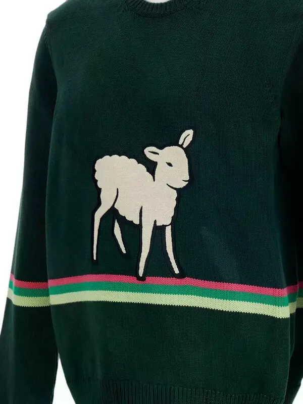 JW Anderson Lamb Intarsia Striped Trim Sweater