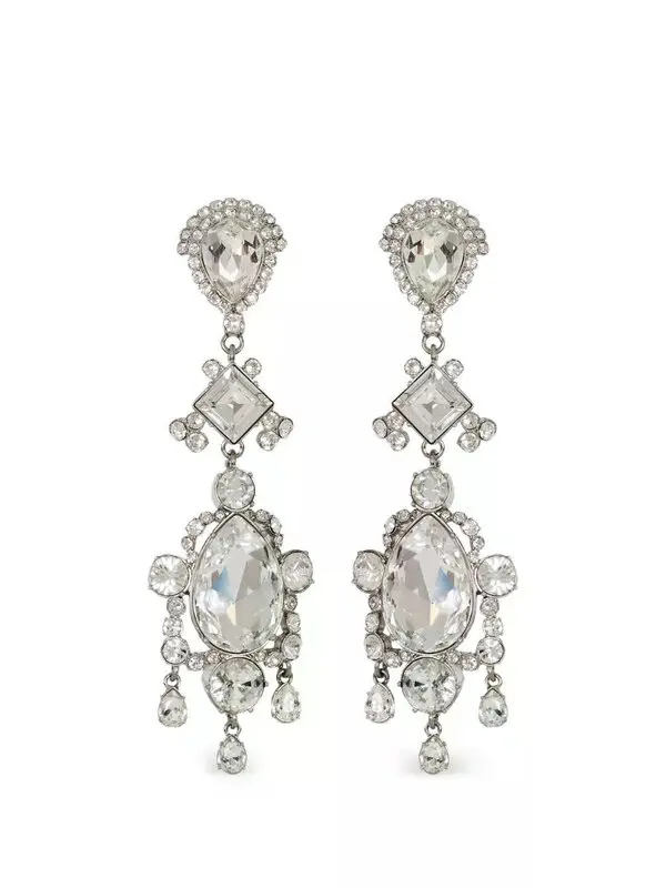 Balmain Brass And Crystal Pendant Earrings