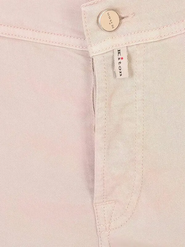 Kiton Beige Twill Straight-leg Trousers