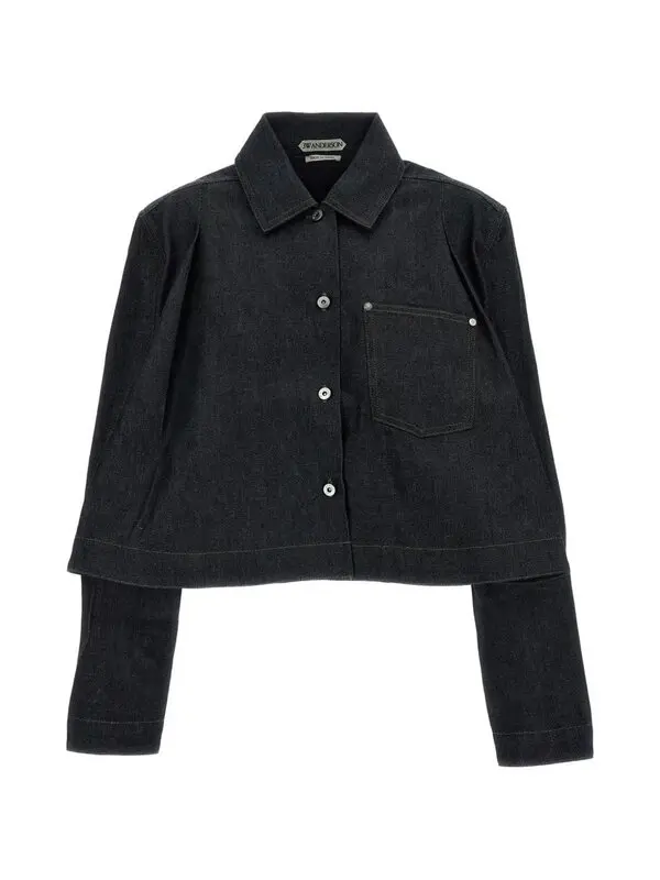 JW Anderson Pleated Sleeve Denim Shirt - Blue