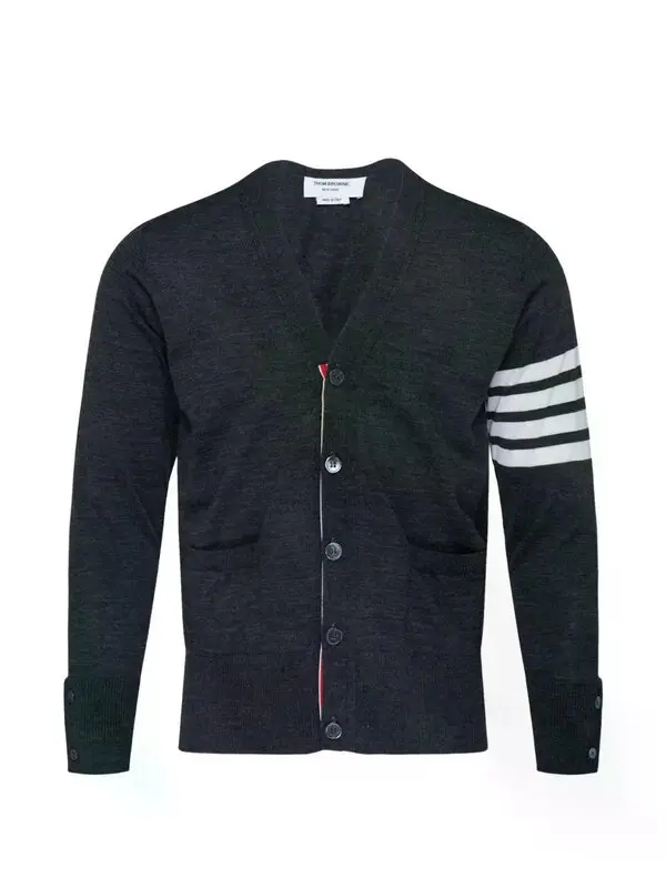 Thom Browne 4-bar V-neck Cardigan - Grey