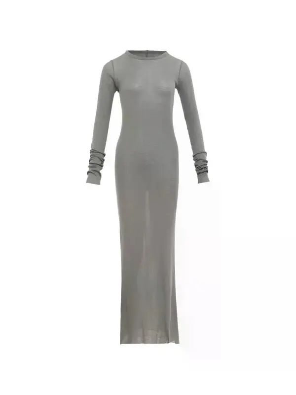 Rick Owens Long Sleeve Ribbed Maxi Dress
