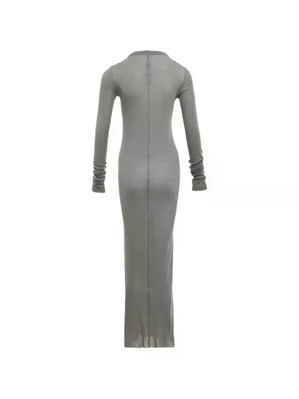Rick Owens Long Sleeve Ribbed Maxi Dress
