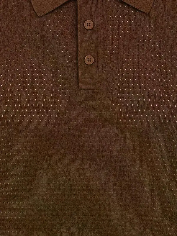 ROBERTO COLLINA Perforated-knit Polo Shirt - Brown